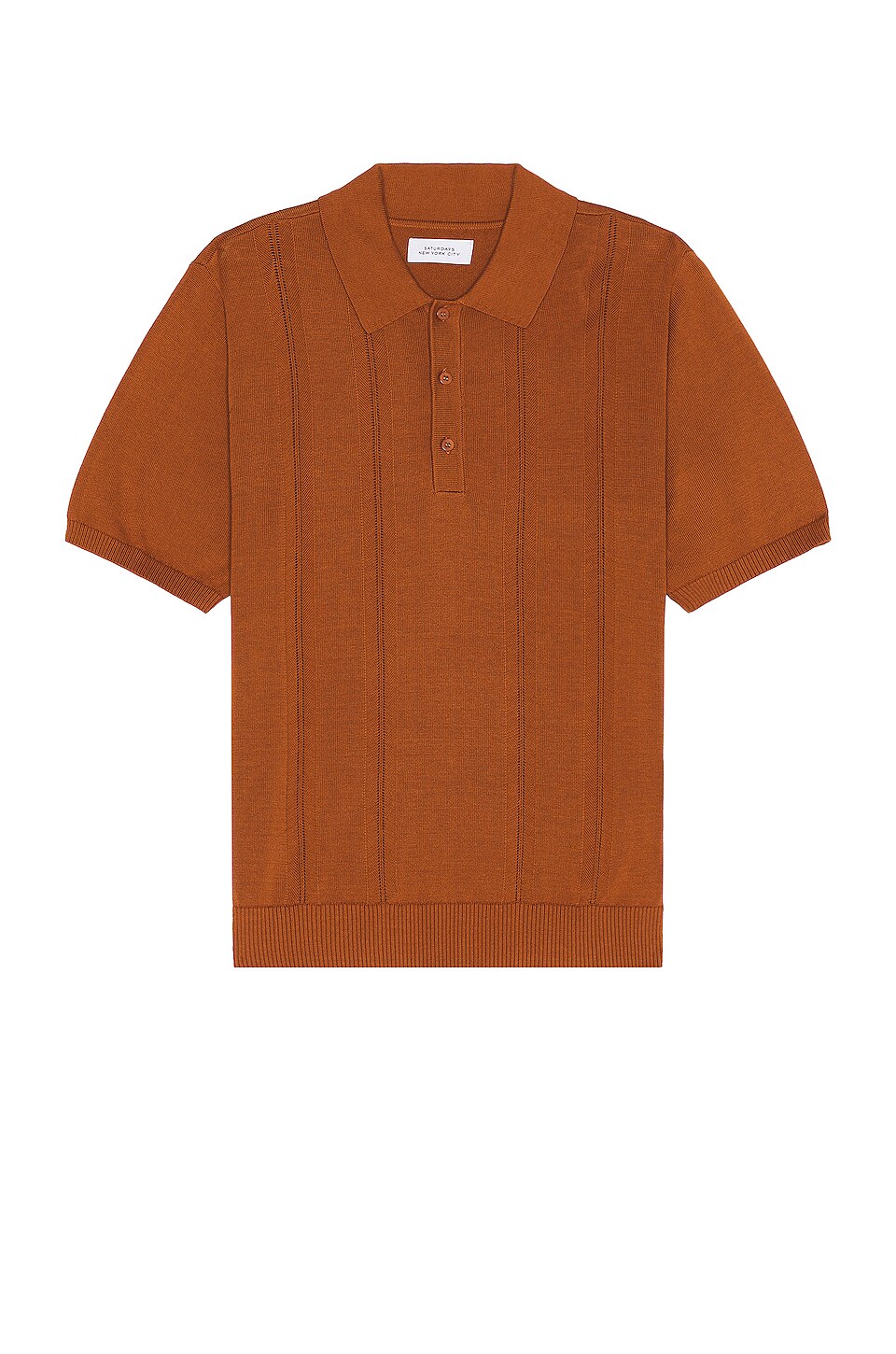 SATURDAYS NYC Jahmad Knit Polo Shirt in Caramel | REVOLVE