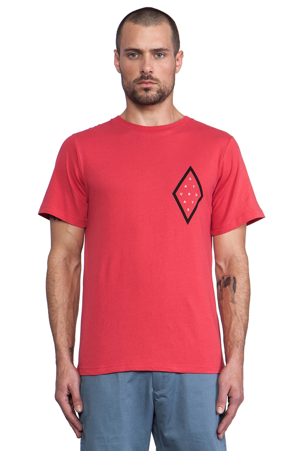 SATURDAYS NYC Diamond Chest Tee in Red | REVOLVE