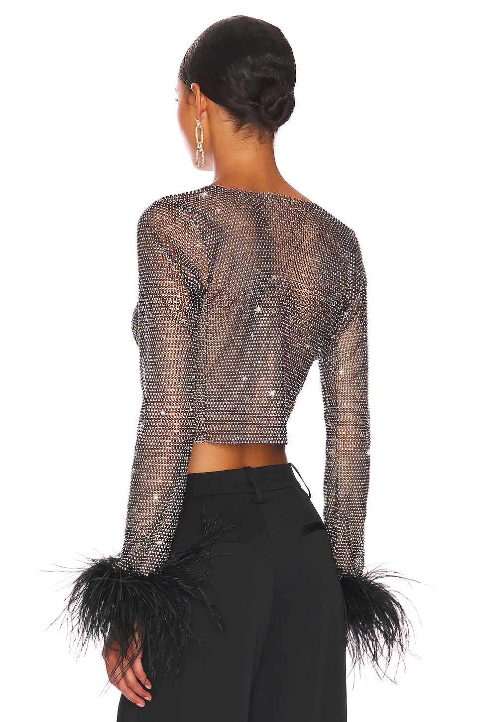 Santa Brands Feathers Top in Black | REVOLVE
