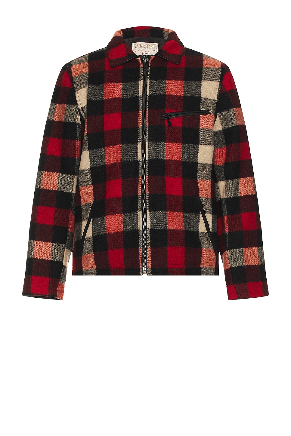 Schott Wool Plaid Station Jacket in Red | REVOLVE