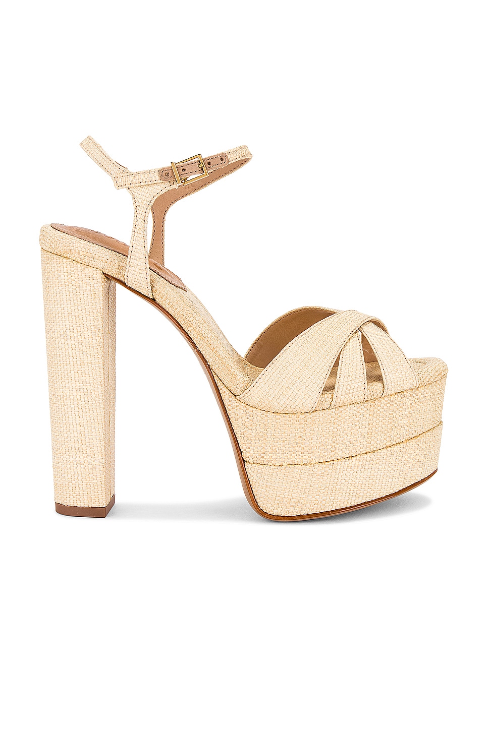 Schutz Keefa High Sandal in Natural & Light Wood | REVOLVE