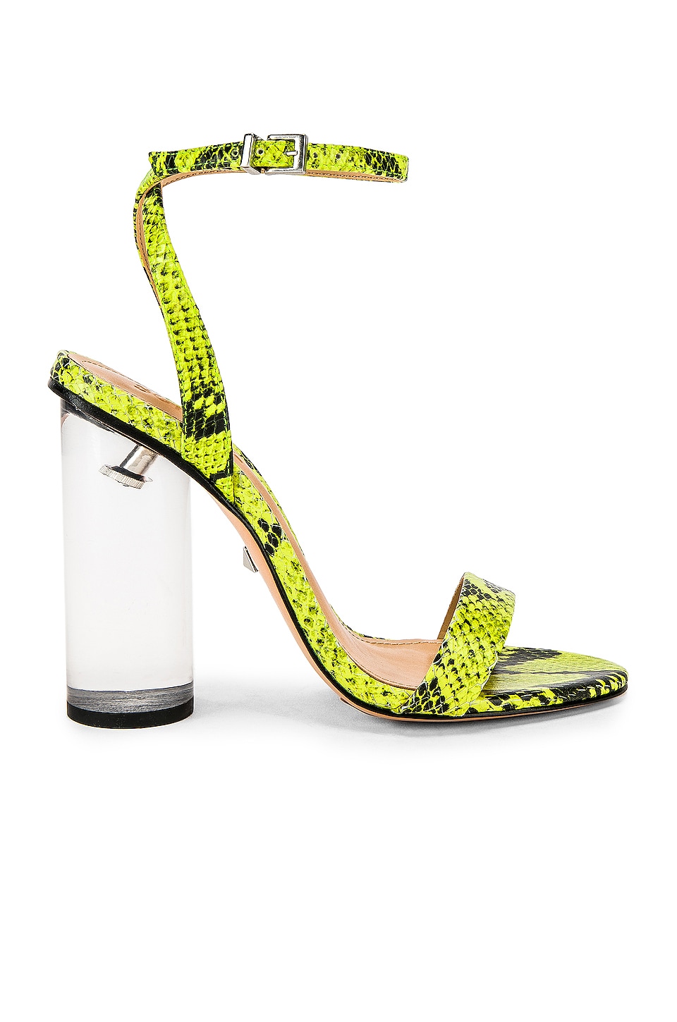 Schutz Valencia Heel in Neon Yellow Snake | REVOLVE