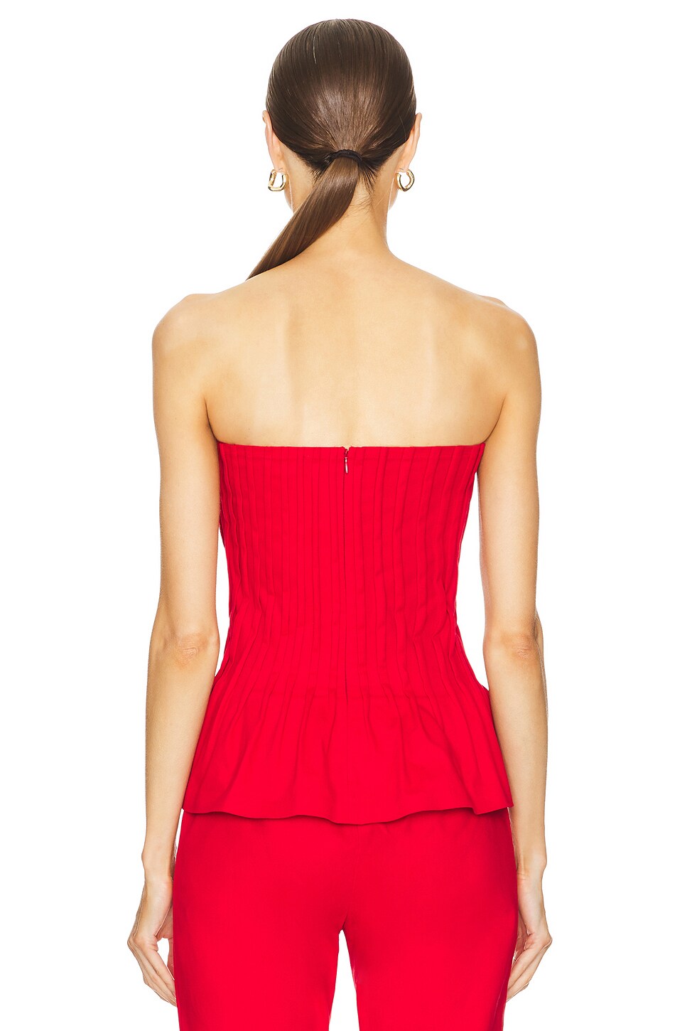 SELMACILEK Canvas Stitch-detailed Bustier in Red | REVOLVE