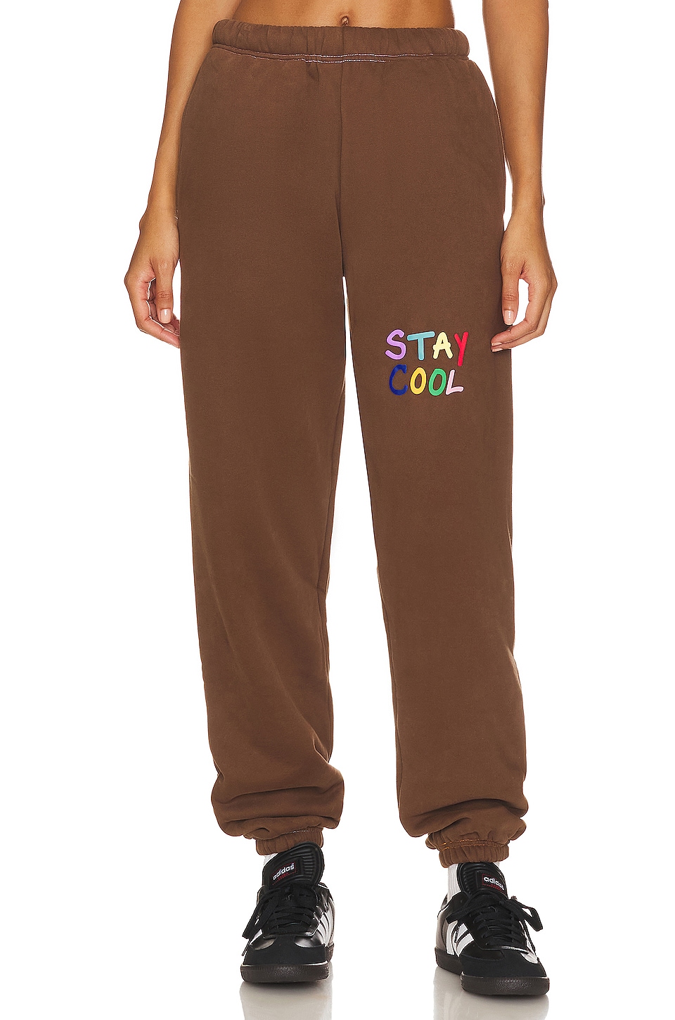 Stay Cool Puff Paint Sweatpants in Brown | REVOLVE