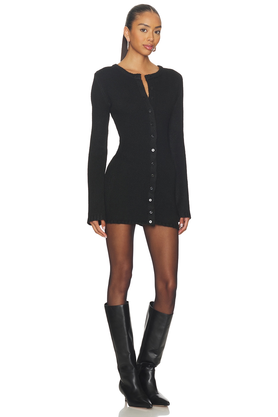 SNDYS August Fluffy Mini Dress in Black | REVOLVE