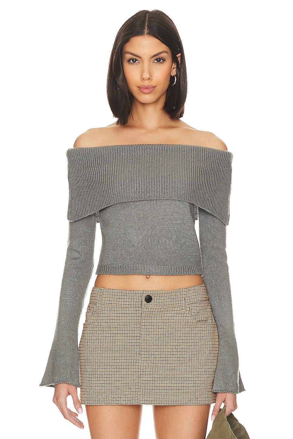 SNDYS x Revolve Off Shoulder Sweater in Charcoal | REVOLVE