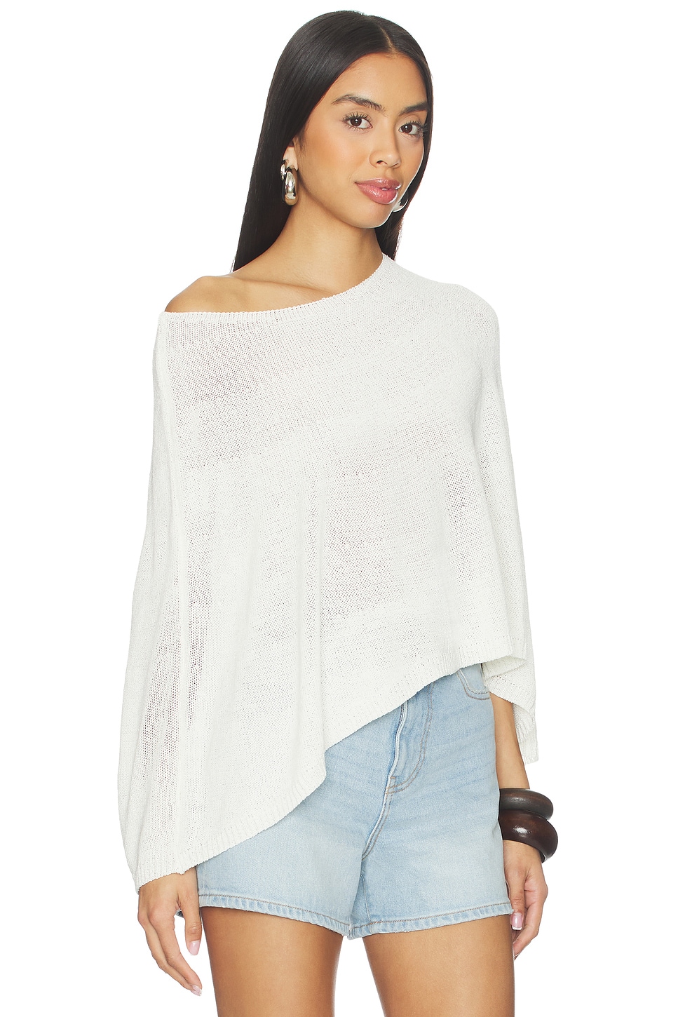 SNDYS Misty Knit Poncho in Off White | REVOLVE