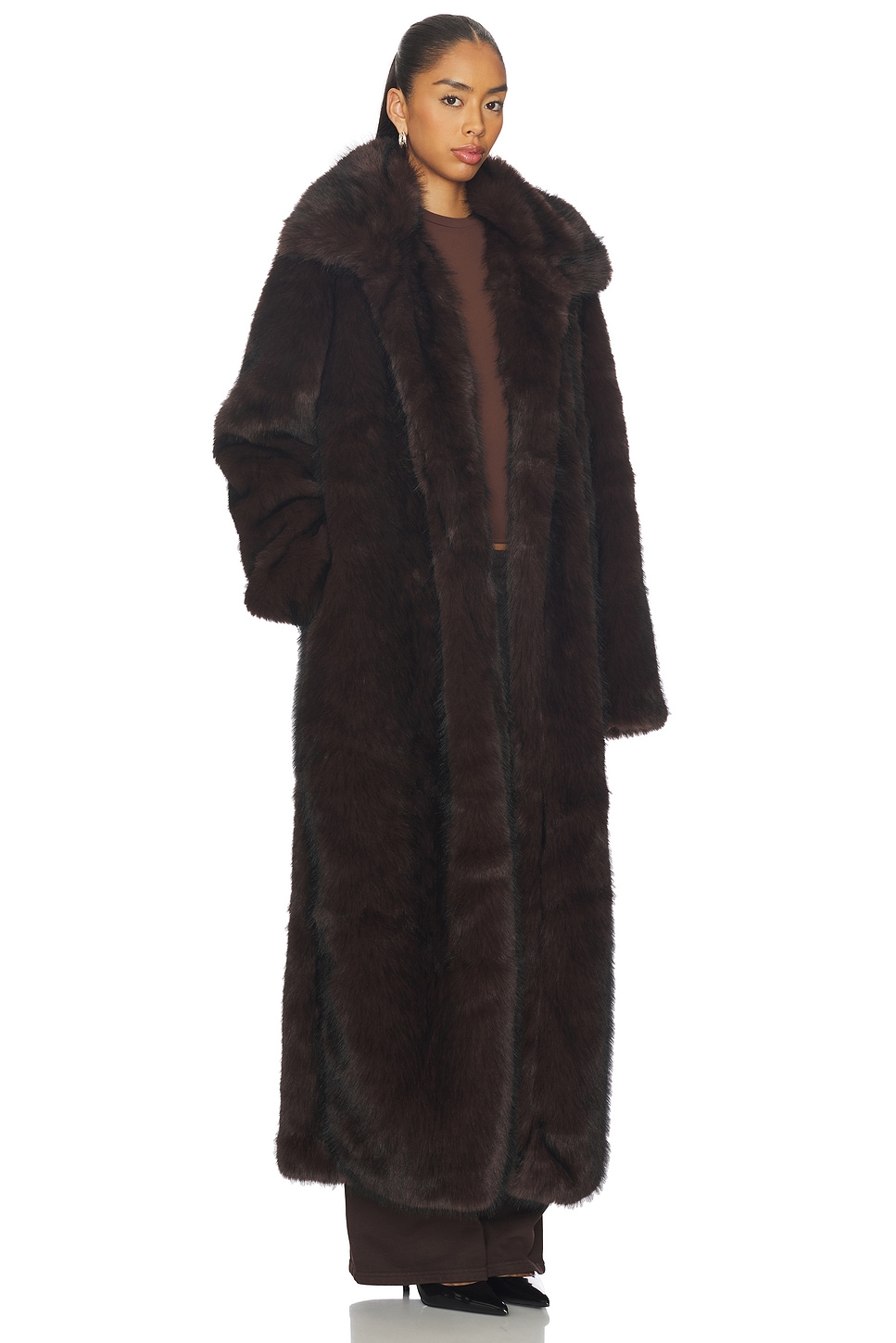 SNDYS Leila Faux Fur Coat in Chocolate | REVOLVE