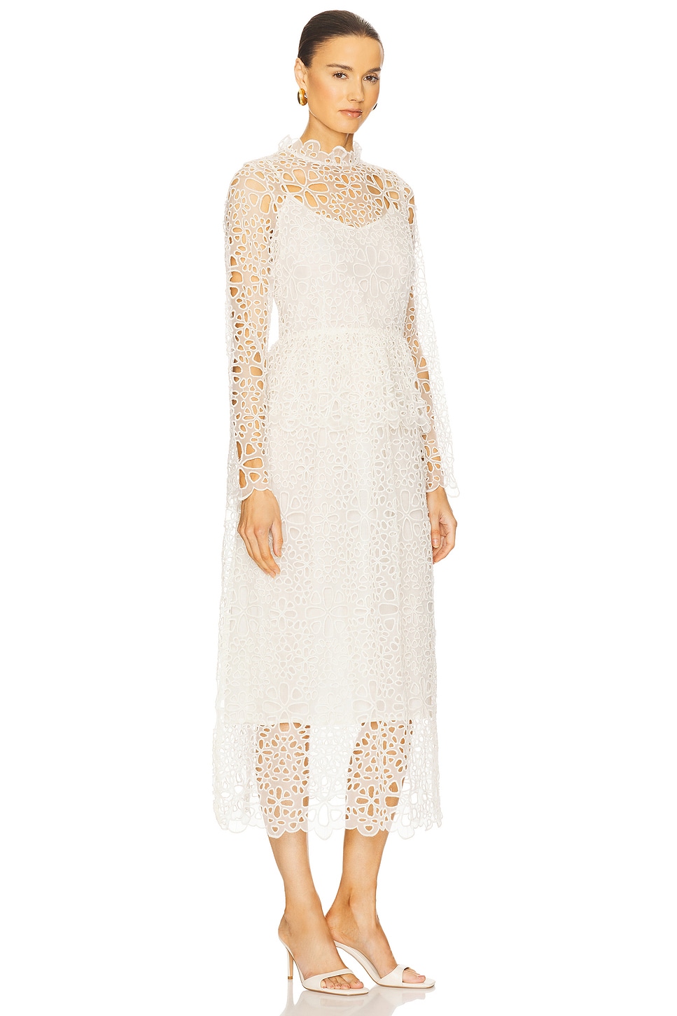 Sea Lumi Eyelet Peplum Long Sleeve Dress in Cream | REVOLVE