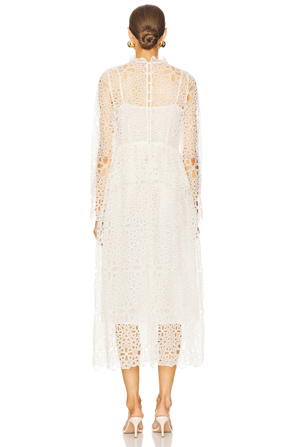 Sea Lumi Eyelet Peplum Long Sleeve Dress in Cream | REVOLVE