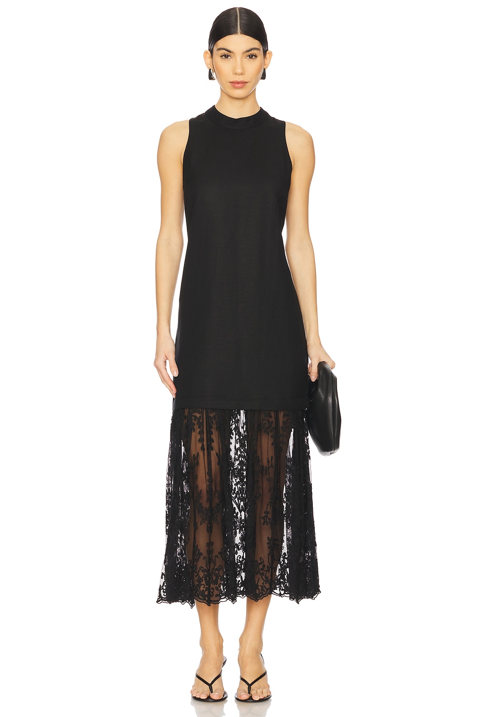 Sea Marja Embroidery Mesh Tank Dress in Black | REVOLVE