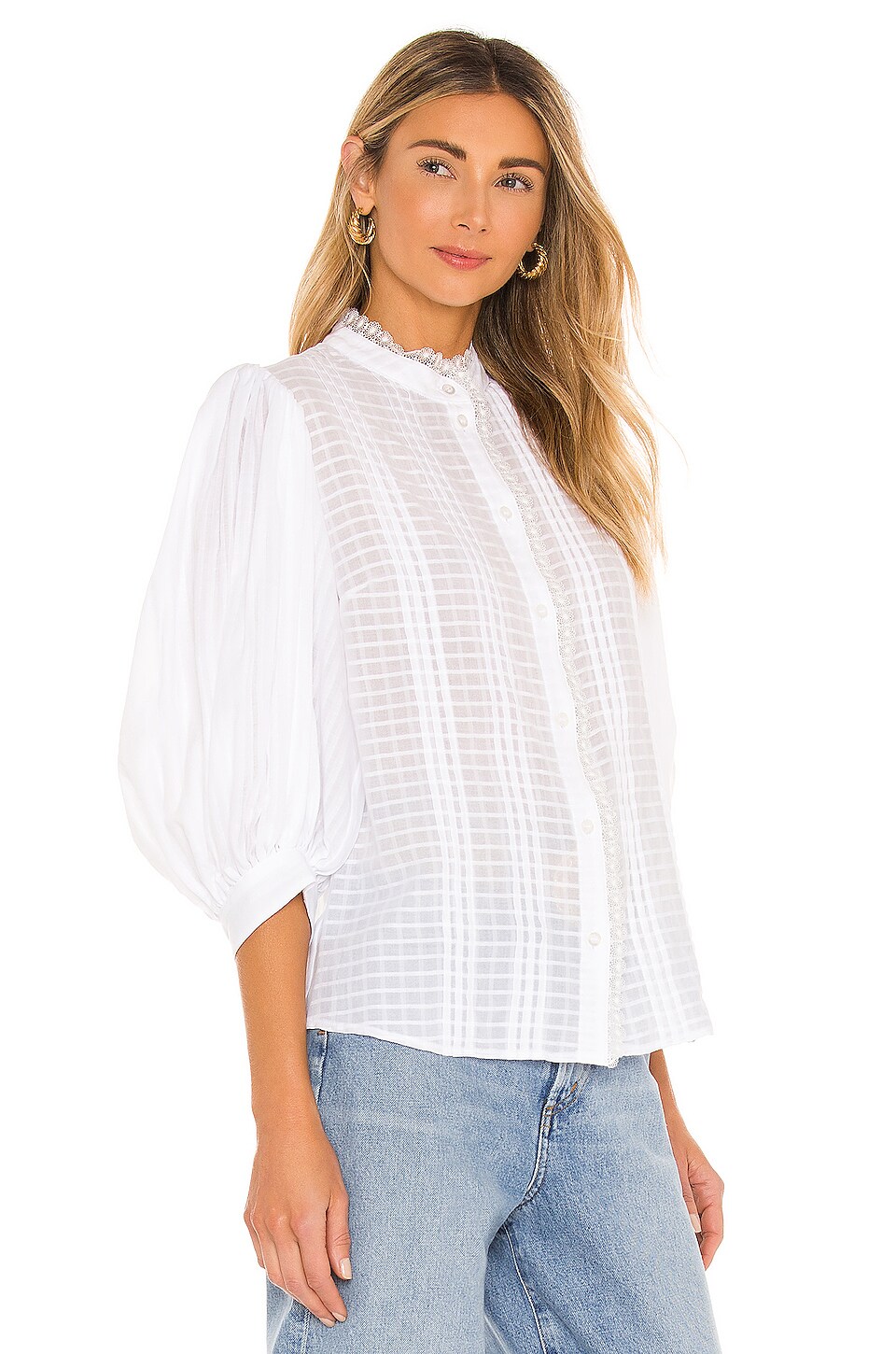See By Chloe Embellished Voile Top in White | REVOLVE