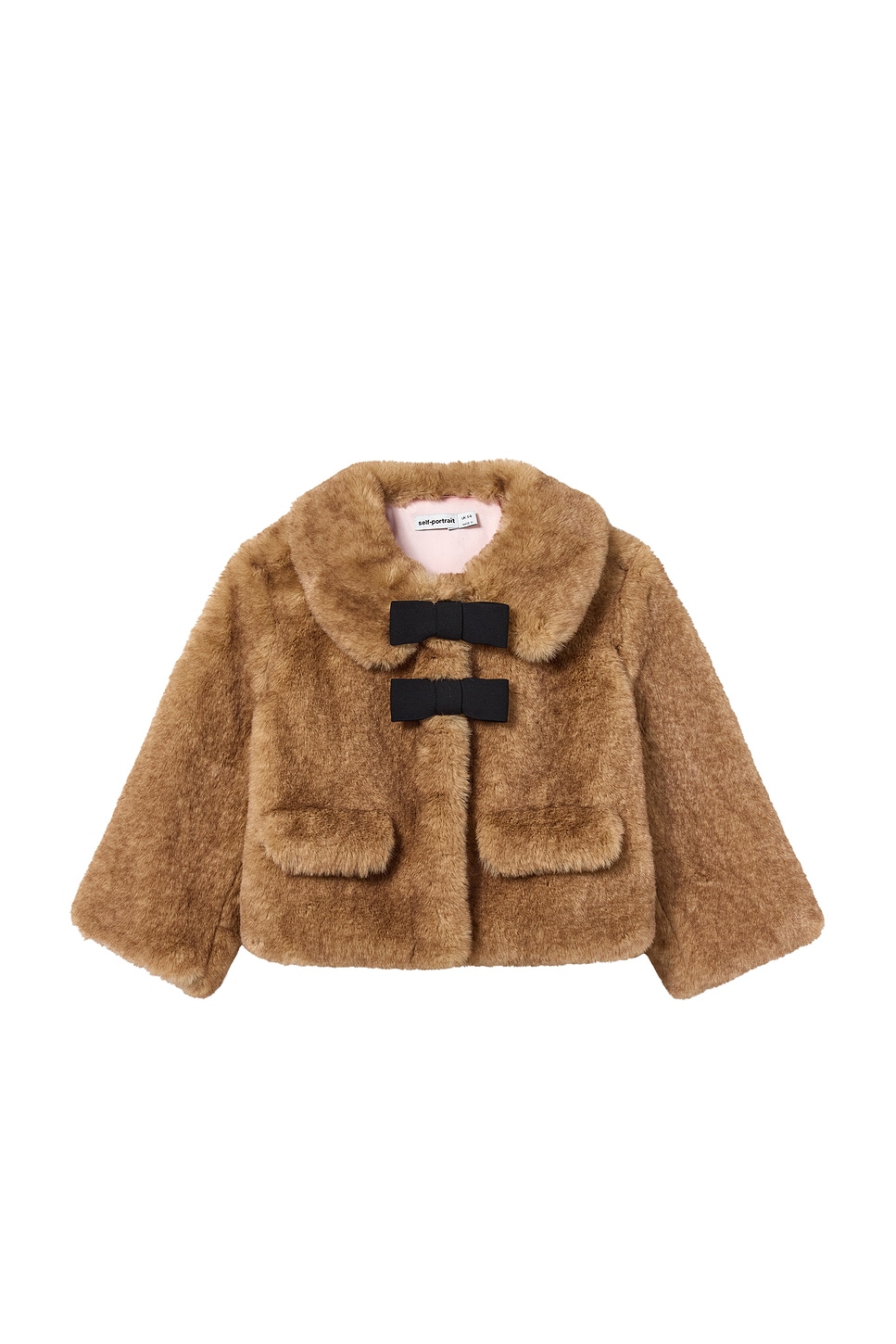 self-portrait Kids Faux Fur Jacket in Brown | REVOLVE