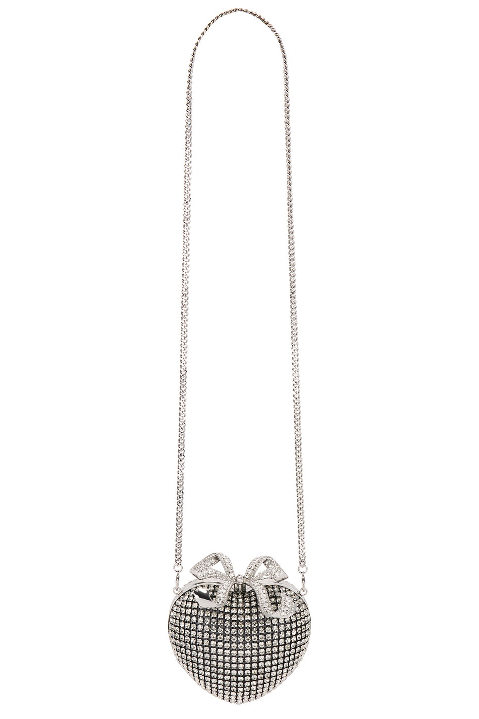 self-portrait Crystal Heart Clutch in Silver | REVOLVE