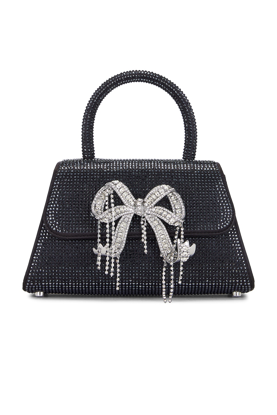 self-portrait Rhinestone Mini Bow Bag in Black | REVOLVE