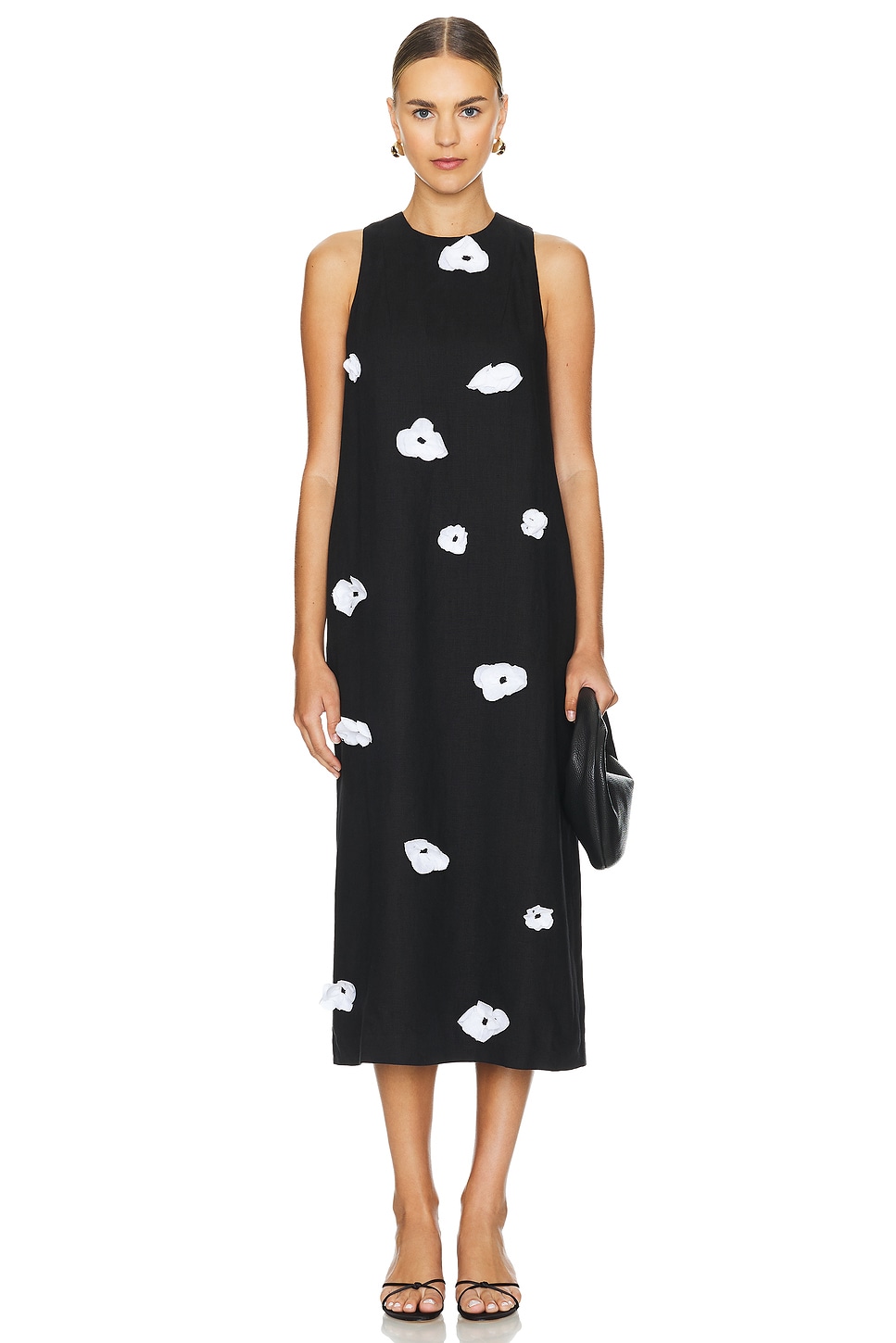 Sleeper Bloom Maxi Linen Dress in Black | REVOLVE