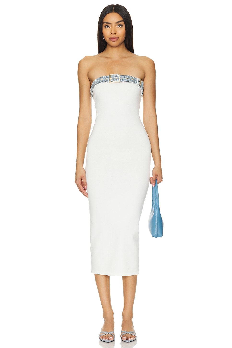 SEROYA Blanche Dress in White & Cpastline | REVOLVE