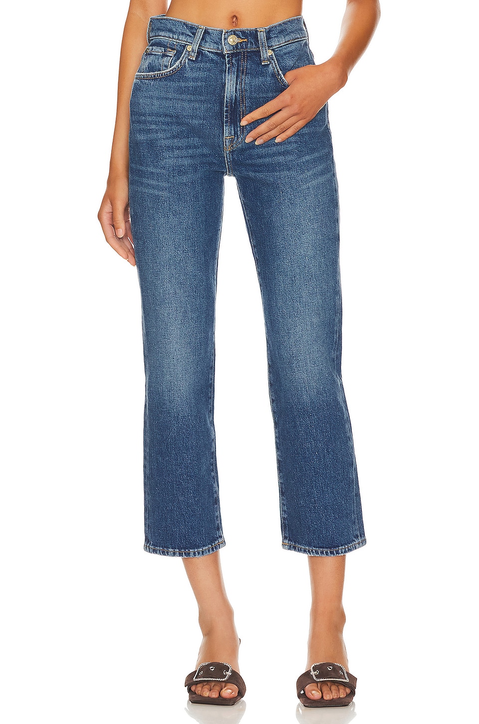 7 For All Mankind Logan High Waist Stovepipe in Explorer | REVOLVE