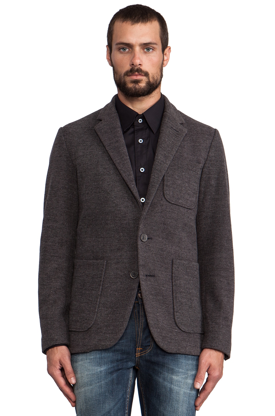 Shades of Grey by Micah Cohen 2 Button Knit Blazer in Charcoal Pique ...