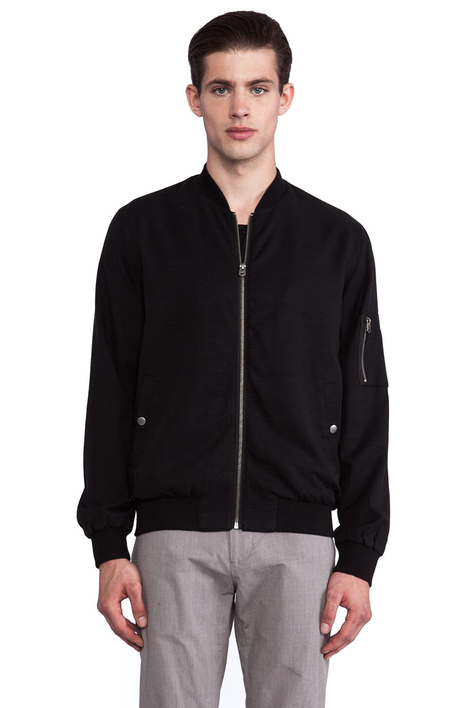 Shades of Grey by Micah Cohen Linen Bomber in B12 | REVOLVE