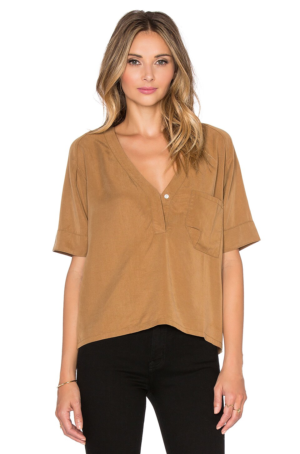 Shades of Grey by Micah Cohen Origami Woven Tee in Hazelnut | REVOLVE