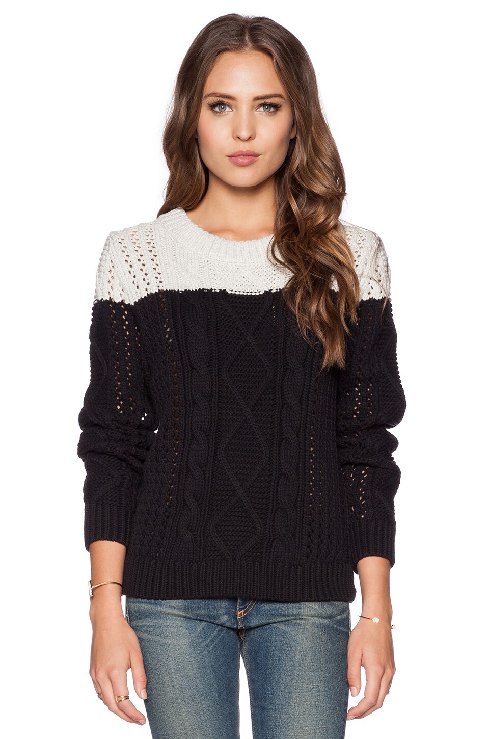 SHAE Elsey Open Stitch Pullover in Black Combo | REVOLVE