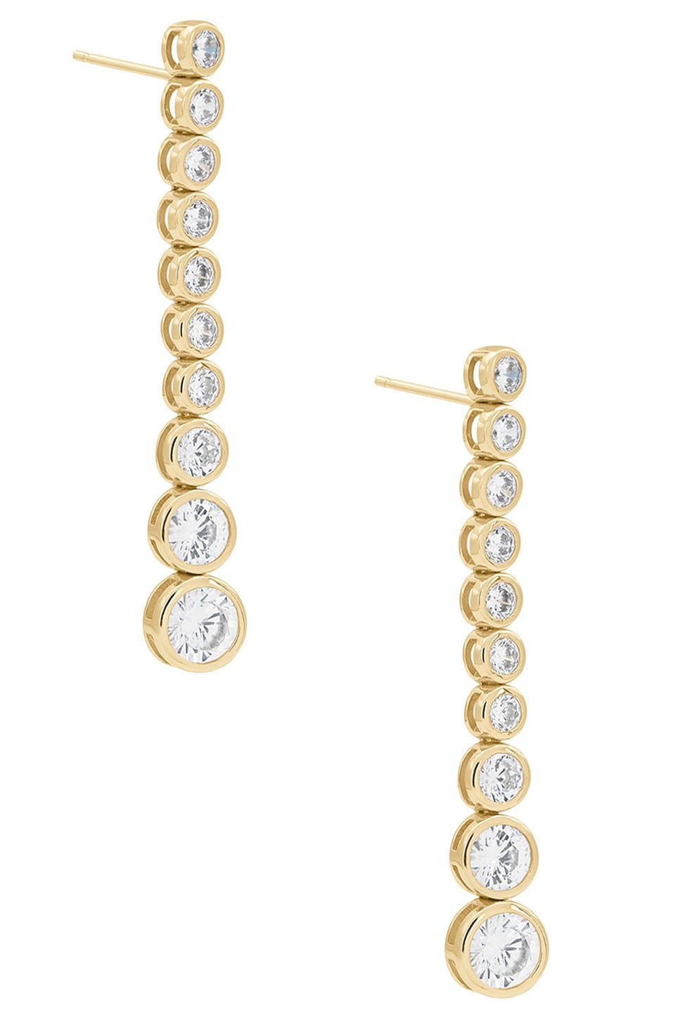 SHASHI Bezel Diamond Drop Earring in Gold | REVOLVE
