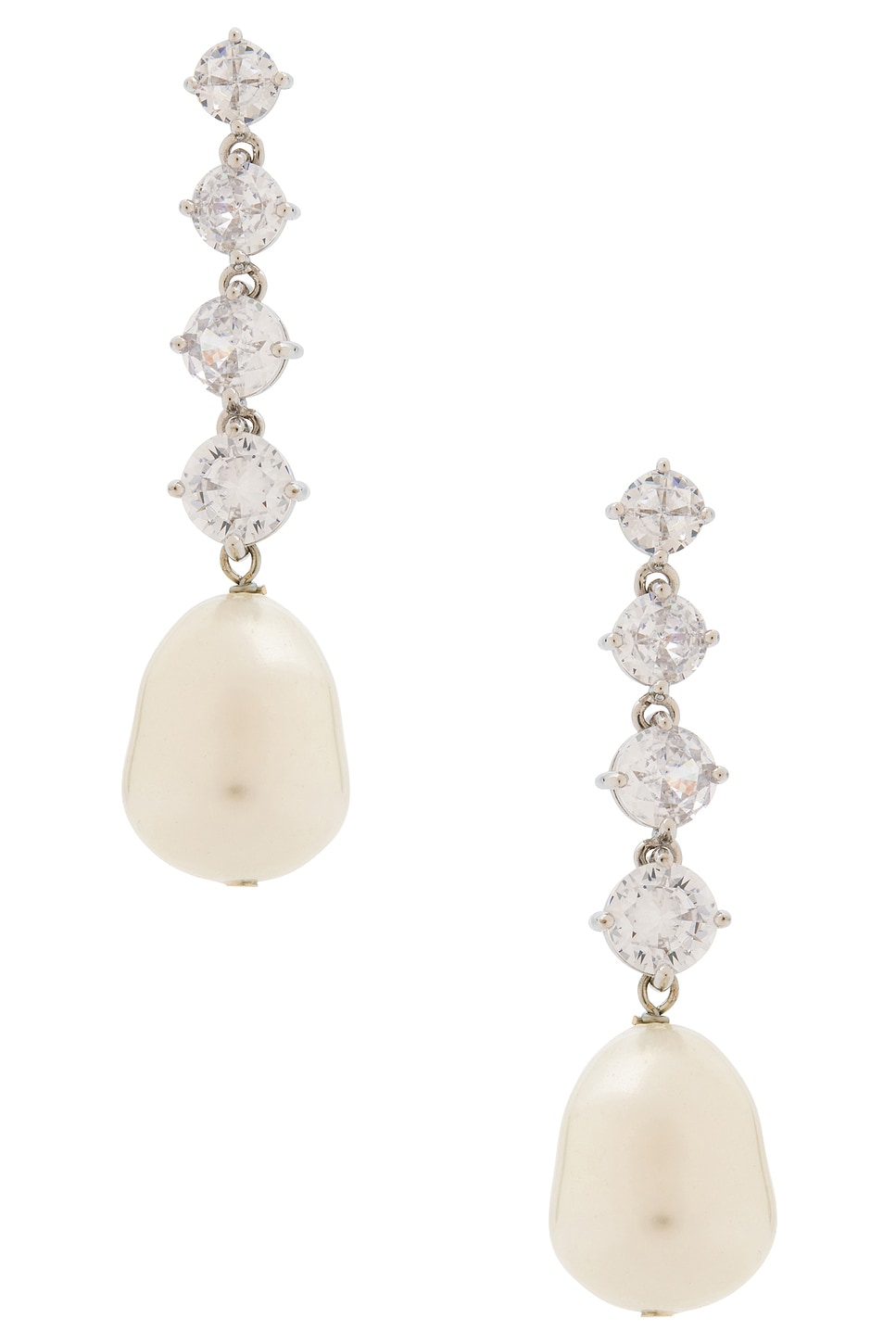 SHASHI Vittoria Pearl Earring in Silver & Pearl | REVOLVE
