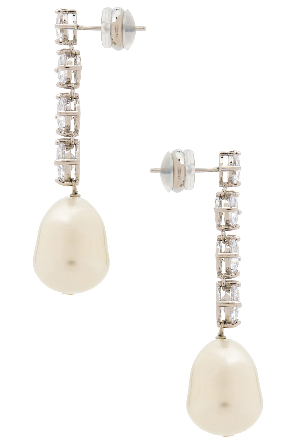 SHASHI Vittoria Pearl Earring in Silver & Pearl | REVOLVE