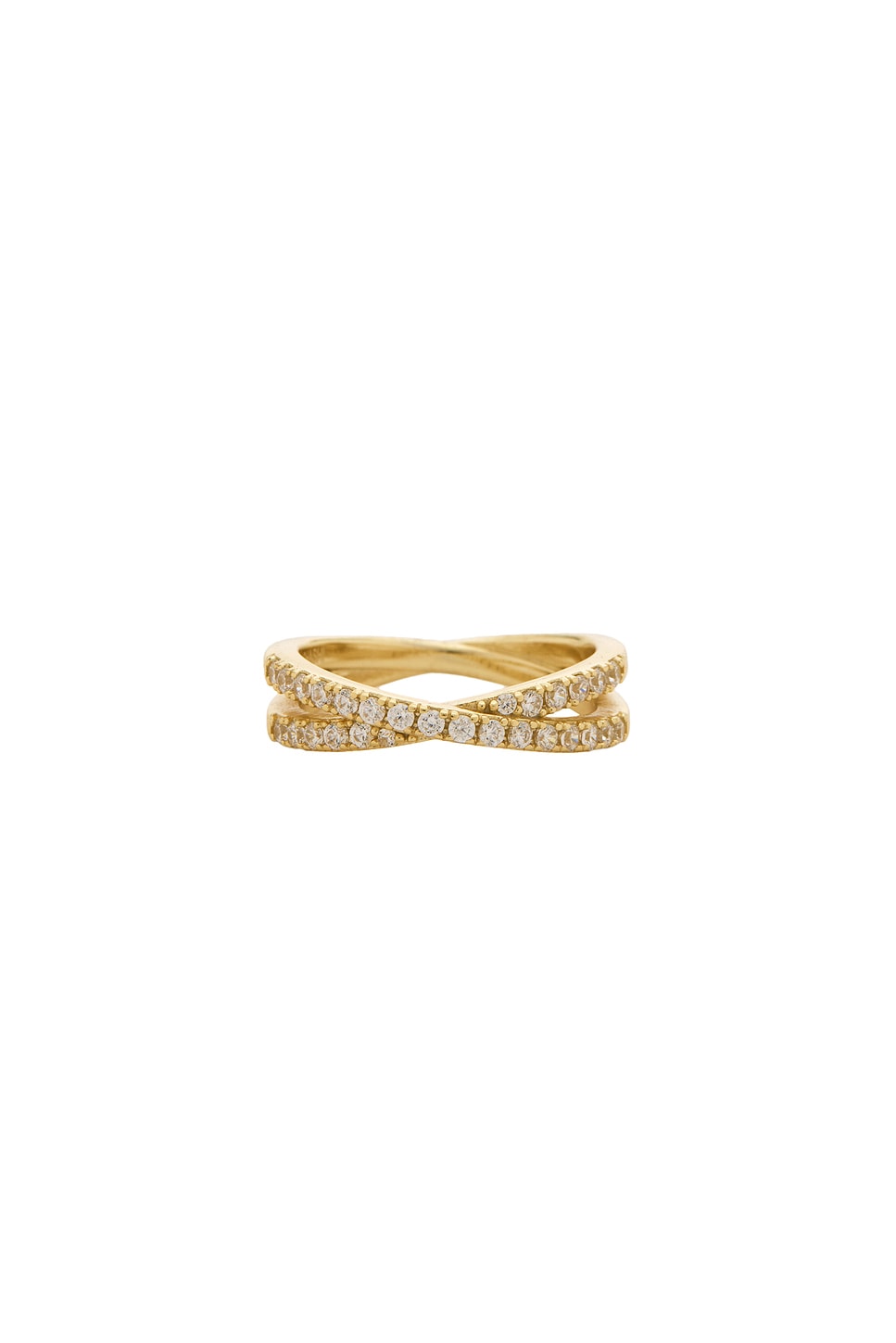 SHASHI Staci Double Pave Ring in Gold | REVOLVE
