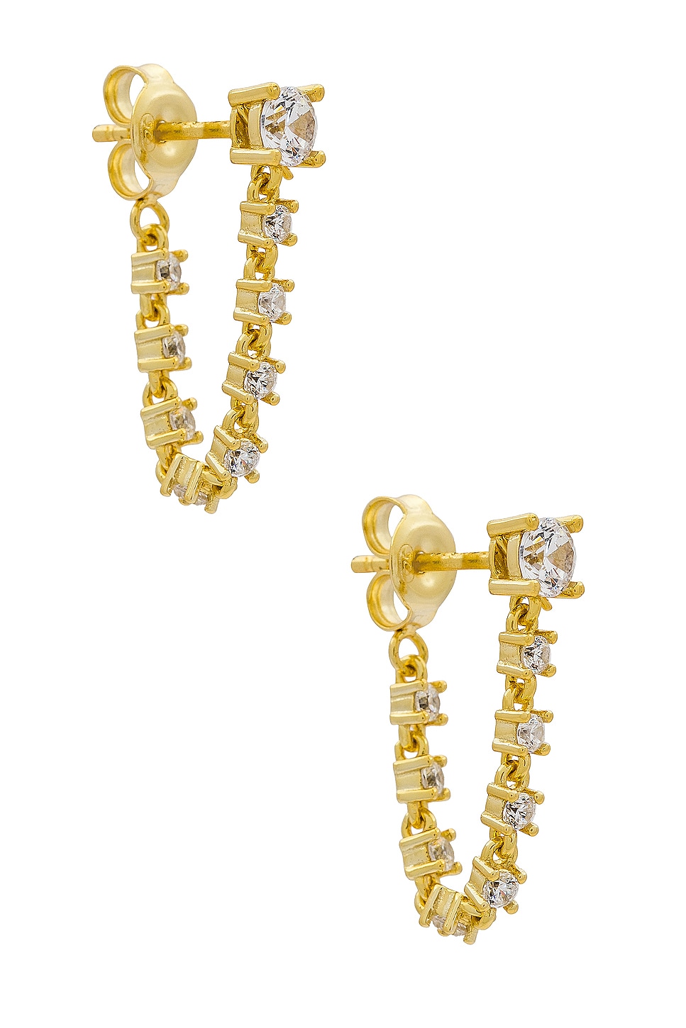 SHASHI Tennis Chain Earring in Gold | REVOLVE