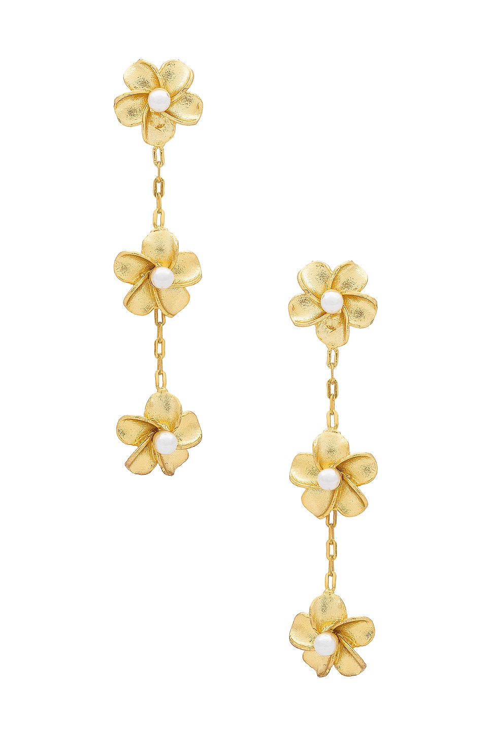 SHASHI Flower Drop Earring in Gold & Pearl | REVOLVE