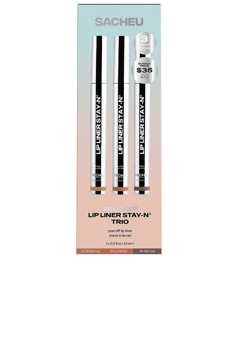 Sacheu Lip Liner STAY-N Bestseller Bundle in Muah-ve, P-inked & Hey-zel ...