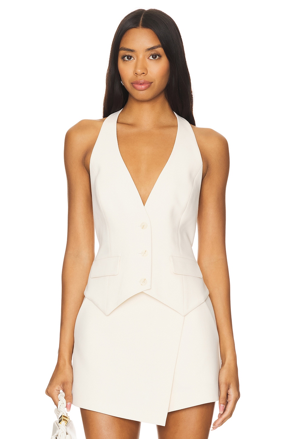 Shona Joy Irena Tailored Open Back Vest in Rice | REVOLVE