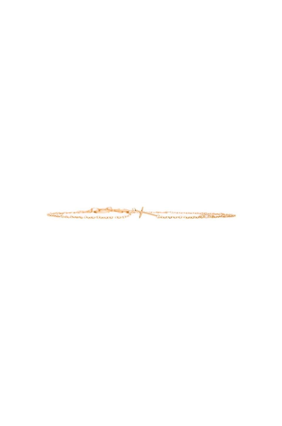 Shy by Sydney Evan Cross Bracelet with Diamond Bezel in Gold | REVOLVE