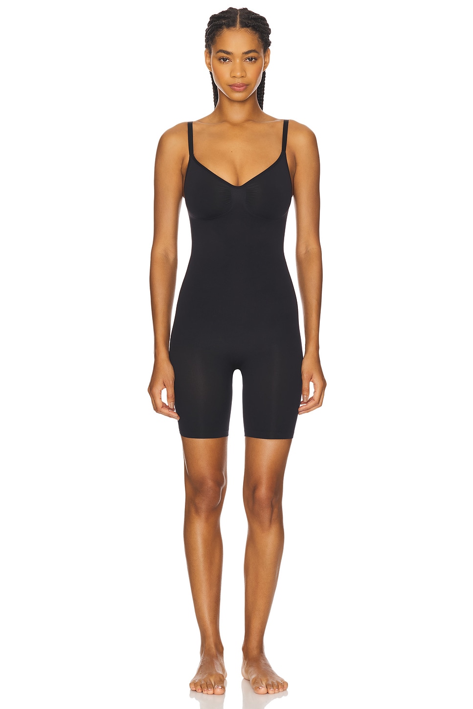 SKIMS Seamless Sculpt Mid Thigh Bodysuit in Onyx | REVOLVE