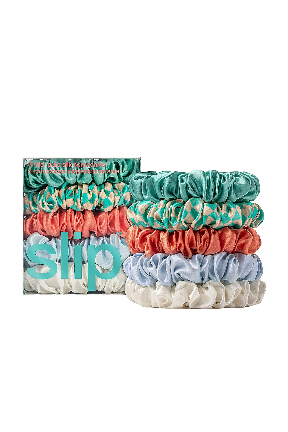 slip Midi Scrunchies Set Of 5 in Seashell | REVOLVE