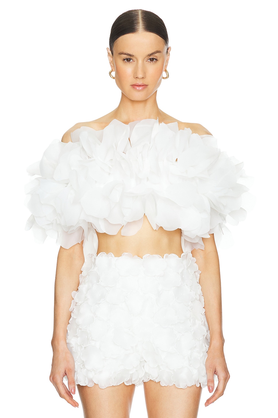 SELEZZA LONDON Brielle Flower Top in Lily White | REVOLVE