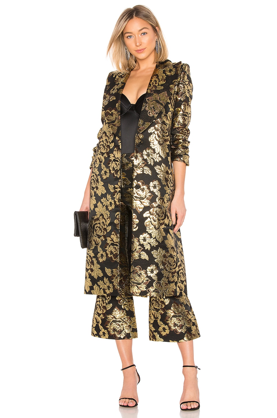 Smythe Soire Coat in Gold Floral Jacquard | REVOLVE