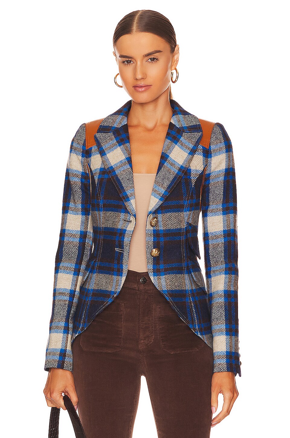 Smythe Rifle-Patch Equestrian in Cobalt Plaid | REVOLVE
