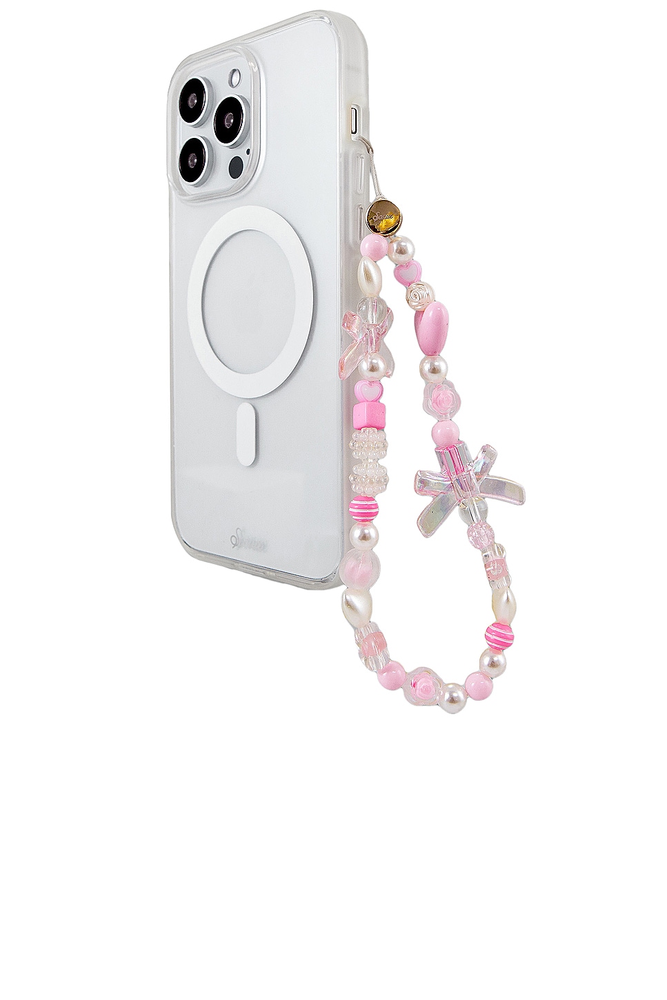 Sonix Beaded Phone Charm in Bow Pink | REVOLVE