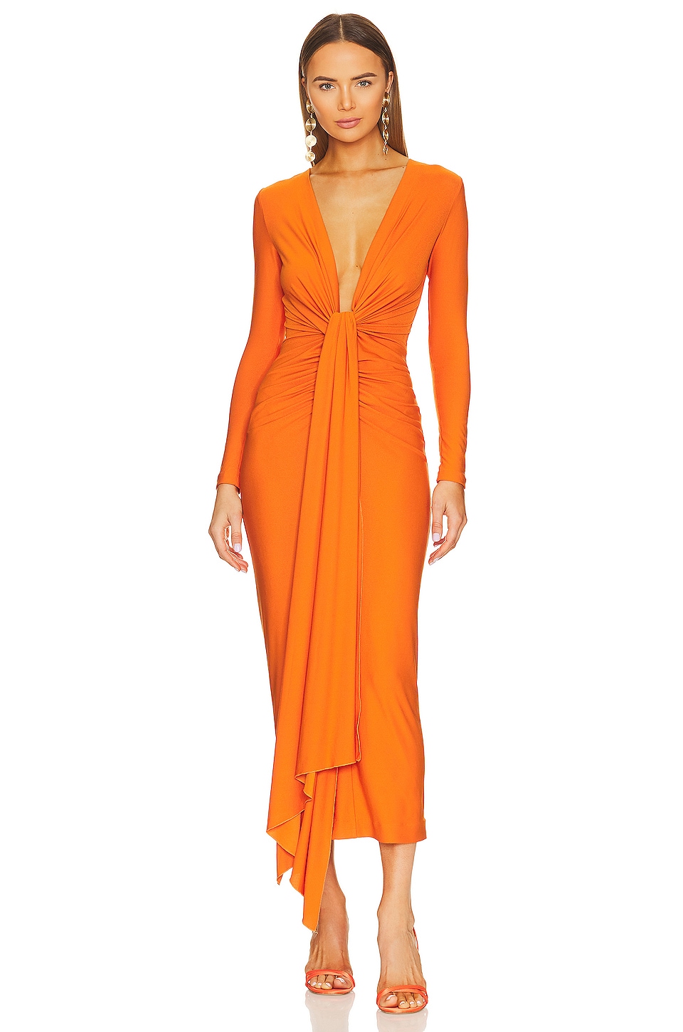 SOLACE London Lorena Midi Dress in Apricot | REVOLVE