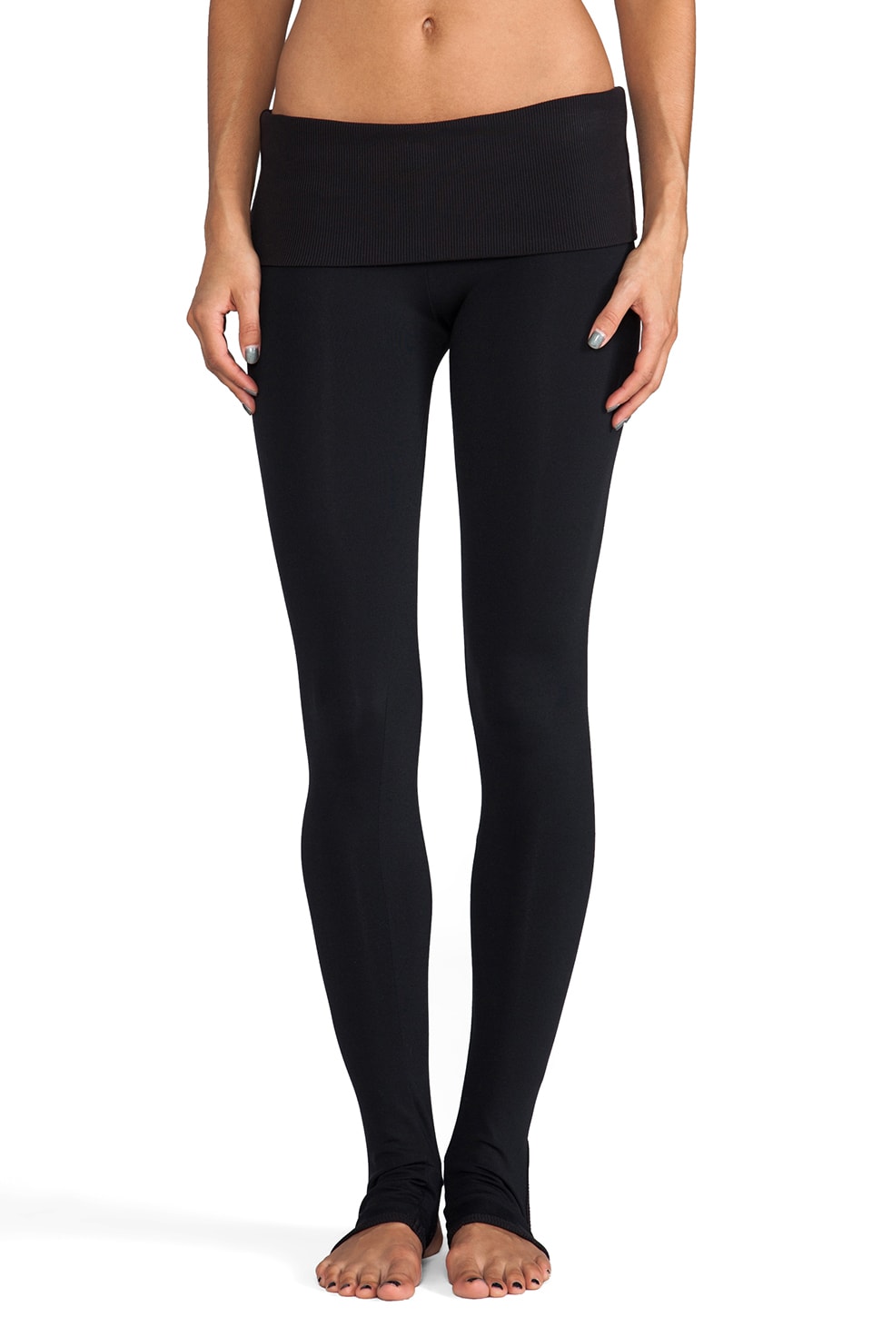 SOLOW Eclon Legging with Footholes & Fold Over Waistband in Black | REVOLVE