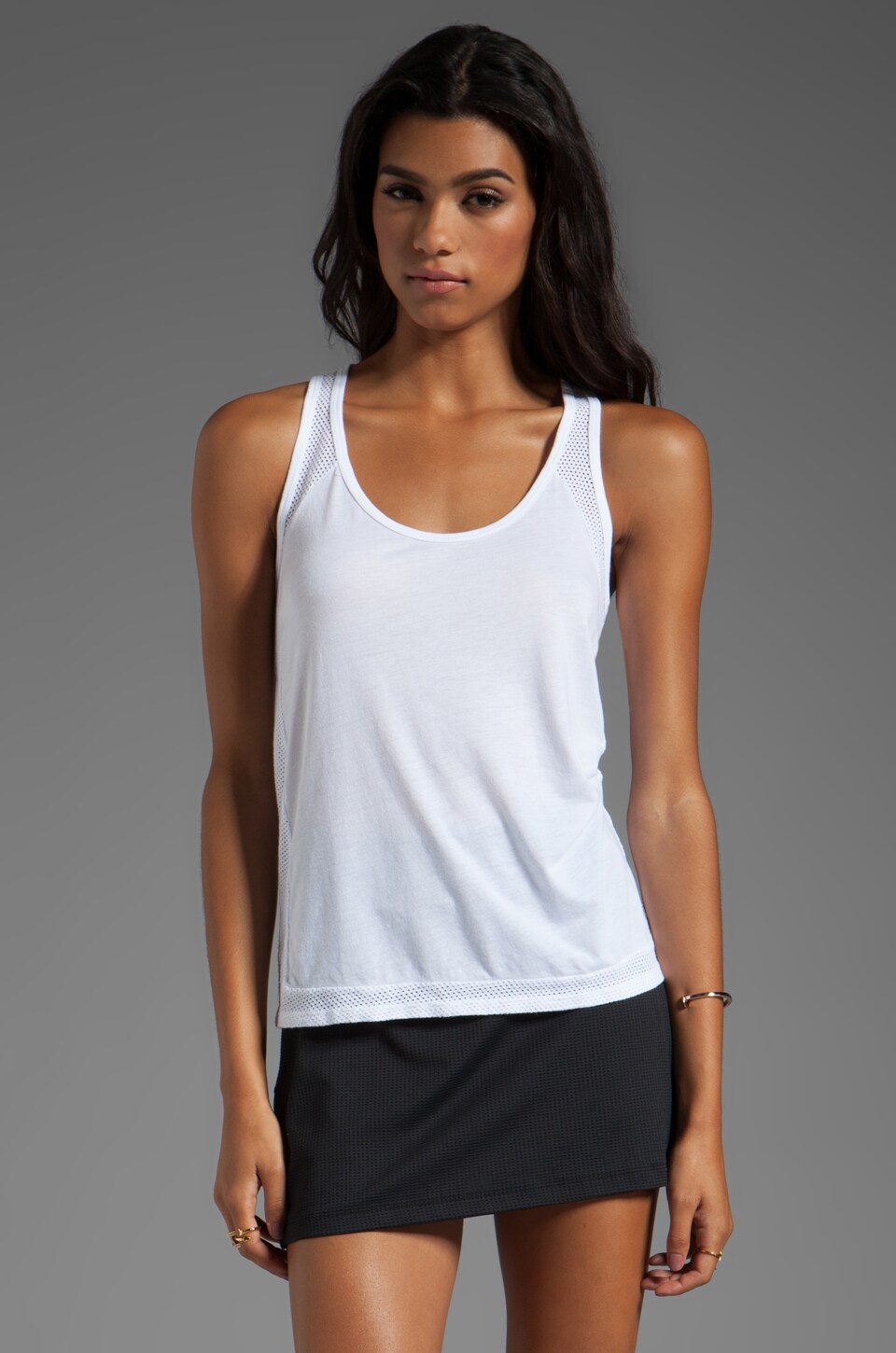 SOLOW Graphic Mesh Tank W/ Mesh Border in White | REVOLVE