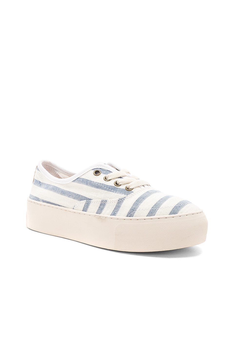 Soludos Platform Stripe Sneaker in Natural & Blue | REVOLVE