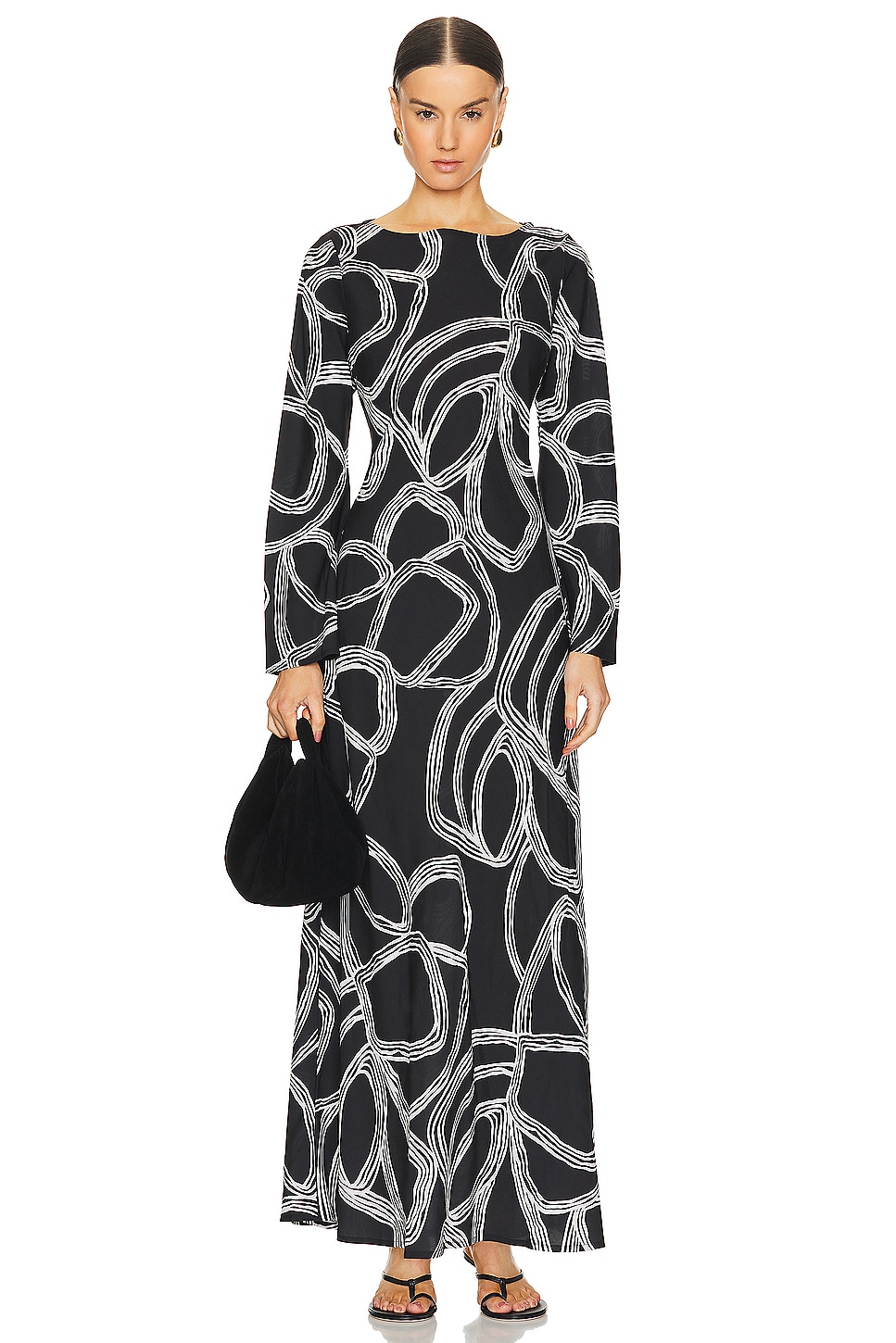 SOVERE Sgraffito Bias Maxi Dress in Black | REVOLVE