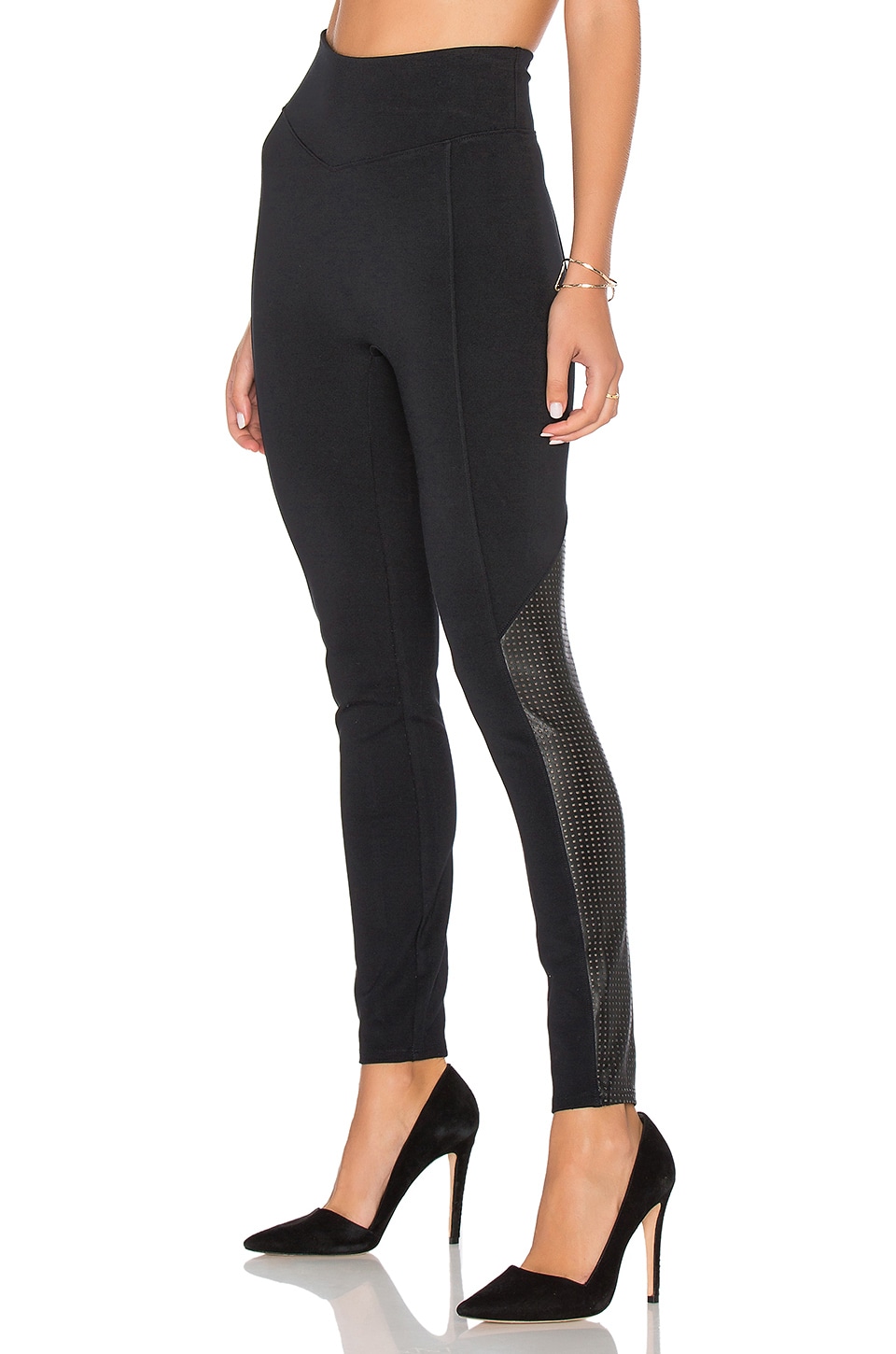 SPANX Perforated Panel Legging in Very Black | REVOLVE