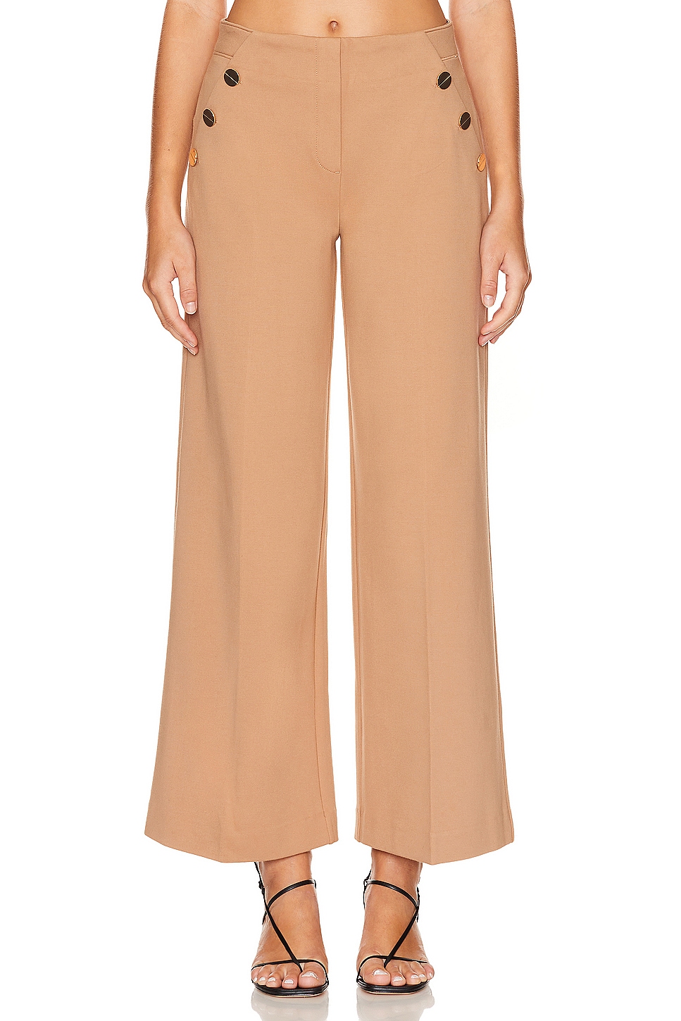 SPANX Ponte Button Front Wide Leg Pant in Toffee | REVOLVE