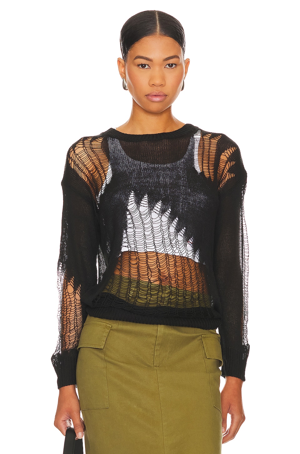 superdown Ember Distressed Sweater in Black | REVOLVE