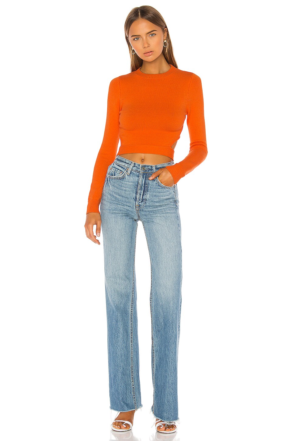 superdown Iris Cut Out Back Sweater in Orange | REVOLVE
